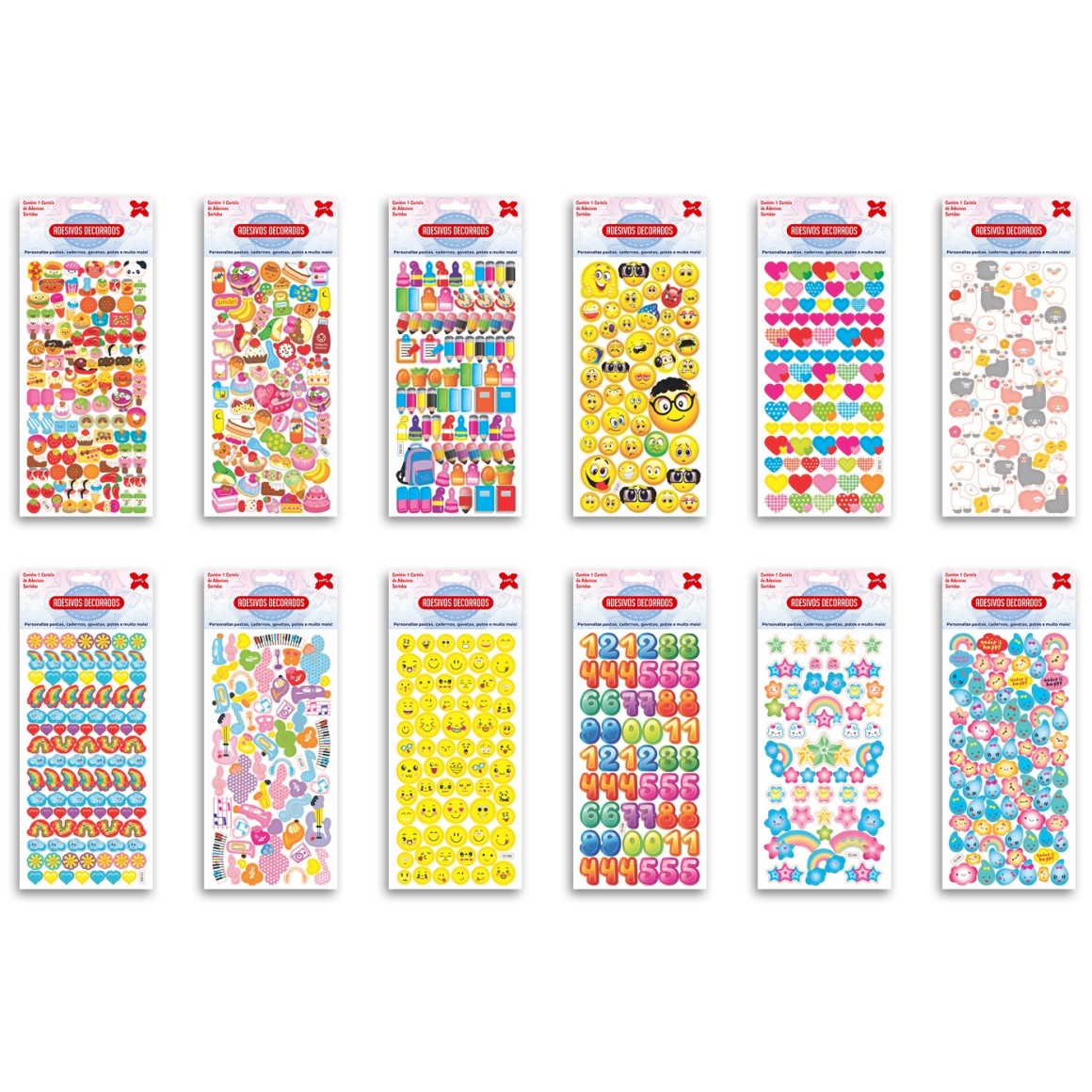 Cartela de Adesivos - Divertidos Kids Make+